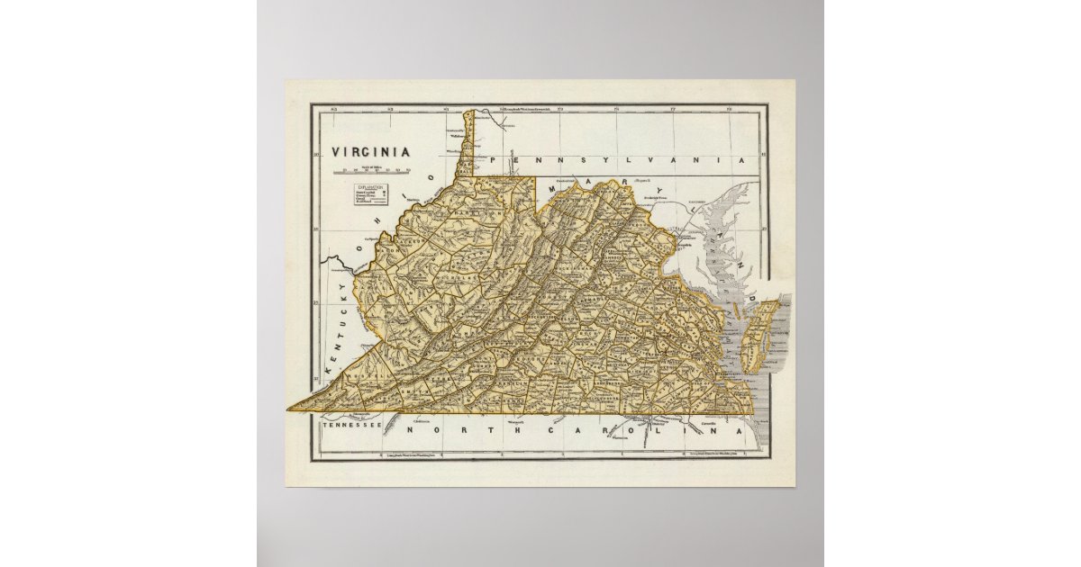 Virginia Atlas Map Poster | Zazzle