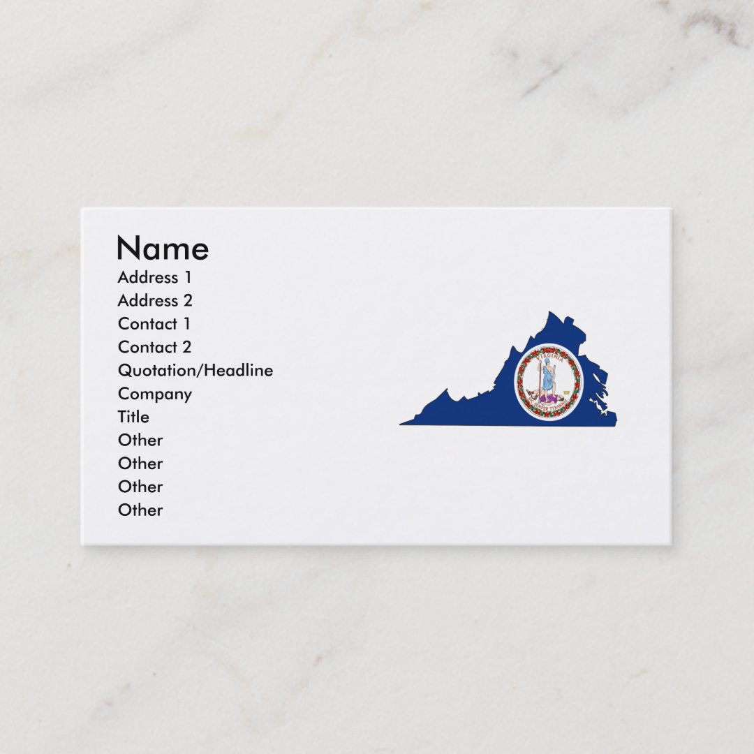 Virginia Flag Map Business Card | Zazzle