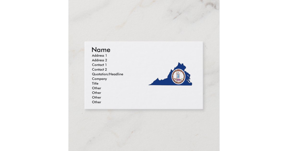 Virginia Flag Map Business Card | Zazzle