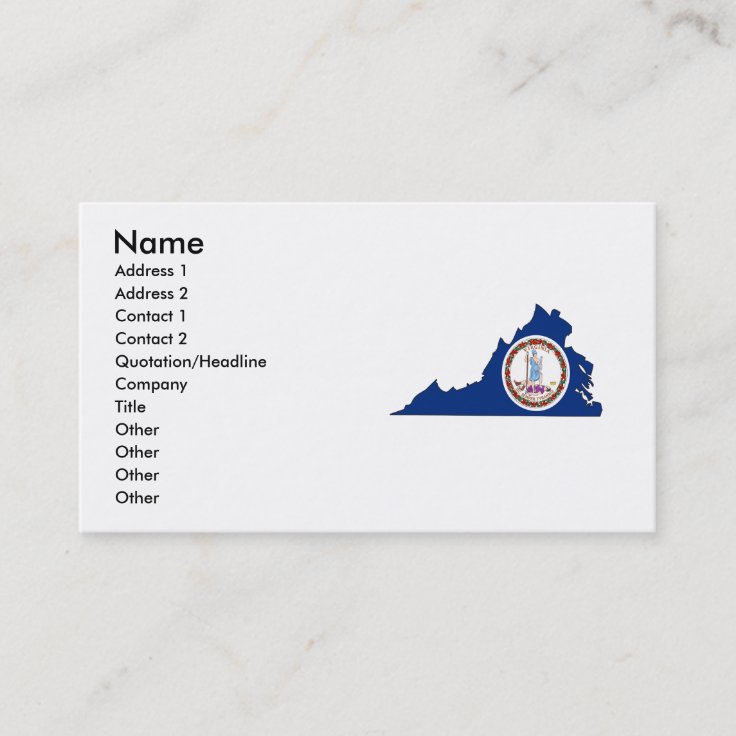 Virginia Flag Map Business Card | Zazzle