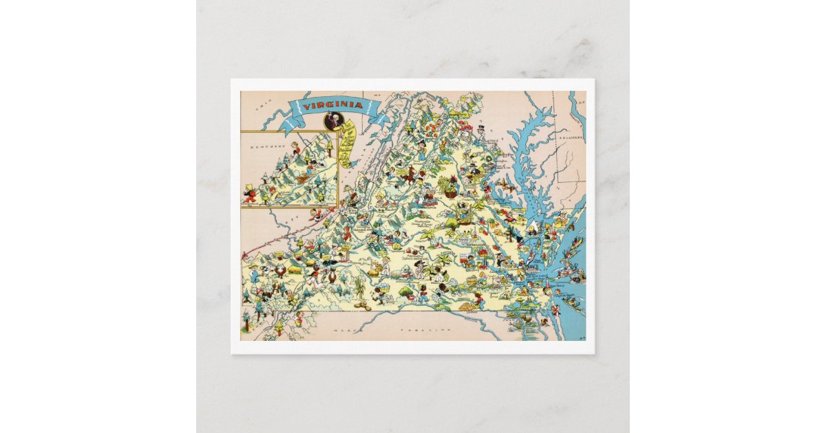 Virginia Funny Map Postcard | Zazzle