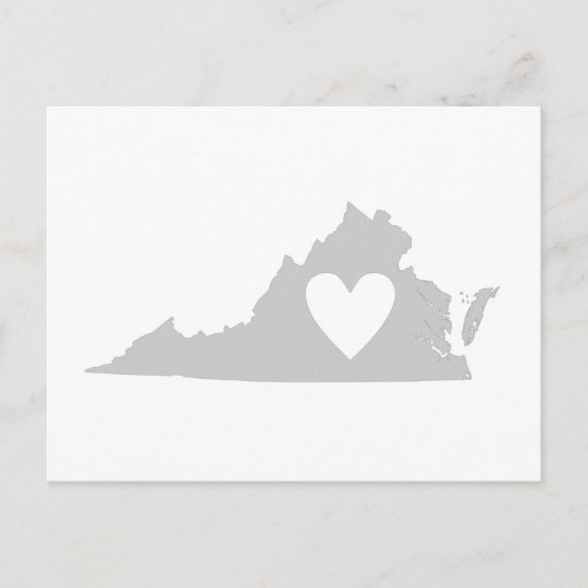 Virginia Gray State Map Shape with Heart Cutout Postcard | Zazzle.com