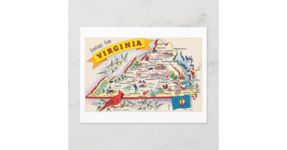 Virginia Greetings From US States Postcard | Zazzle
