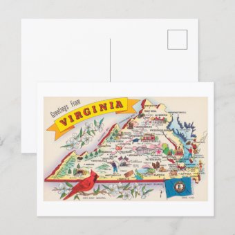 Virginia Greetings From US States Postcard | Zazzle