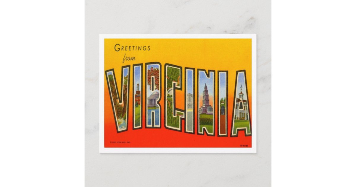 Virginia Greetings From US States Postcard | Zazzle