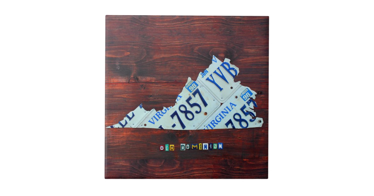 Virginia License Plate Map Ceramic Tile | Zazzle