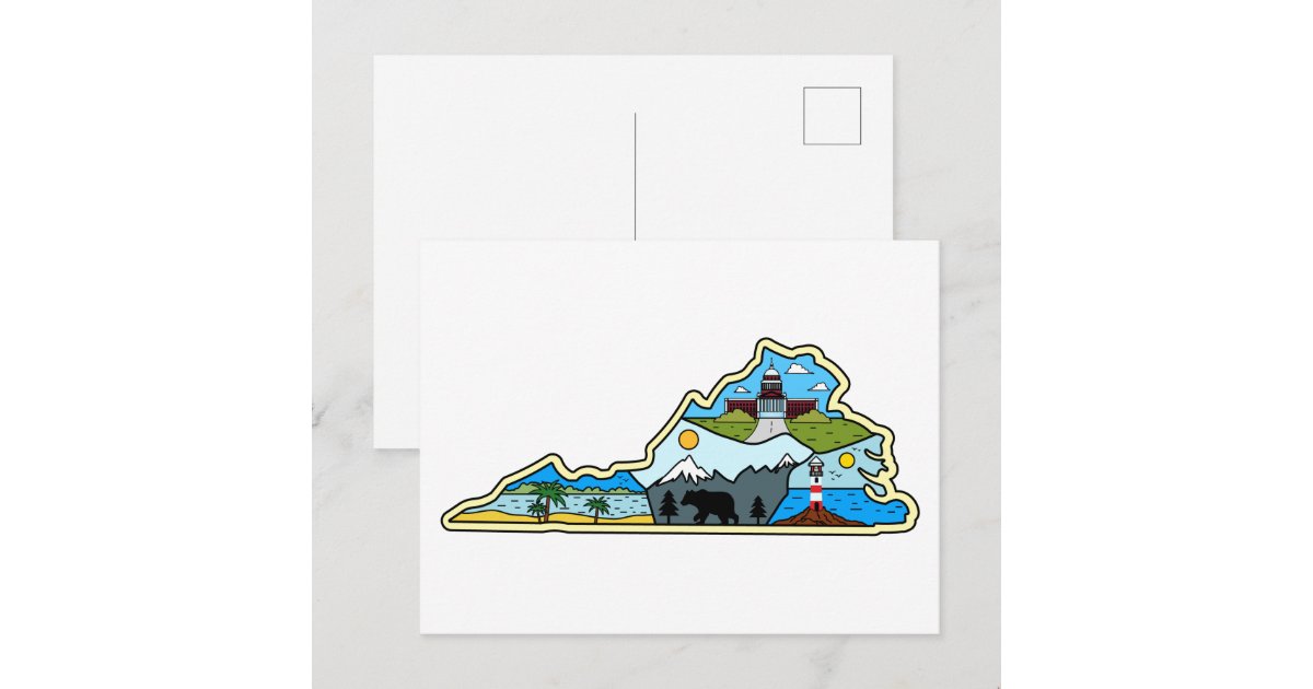 Virginia Map Chesapeake Charlottesville Lynchburg Postcard | Zazzle