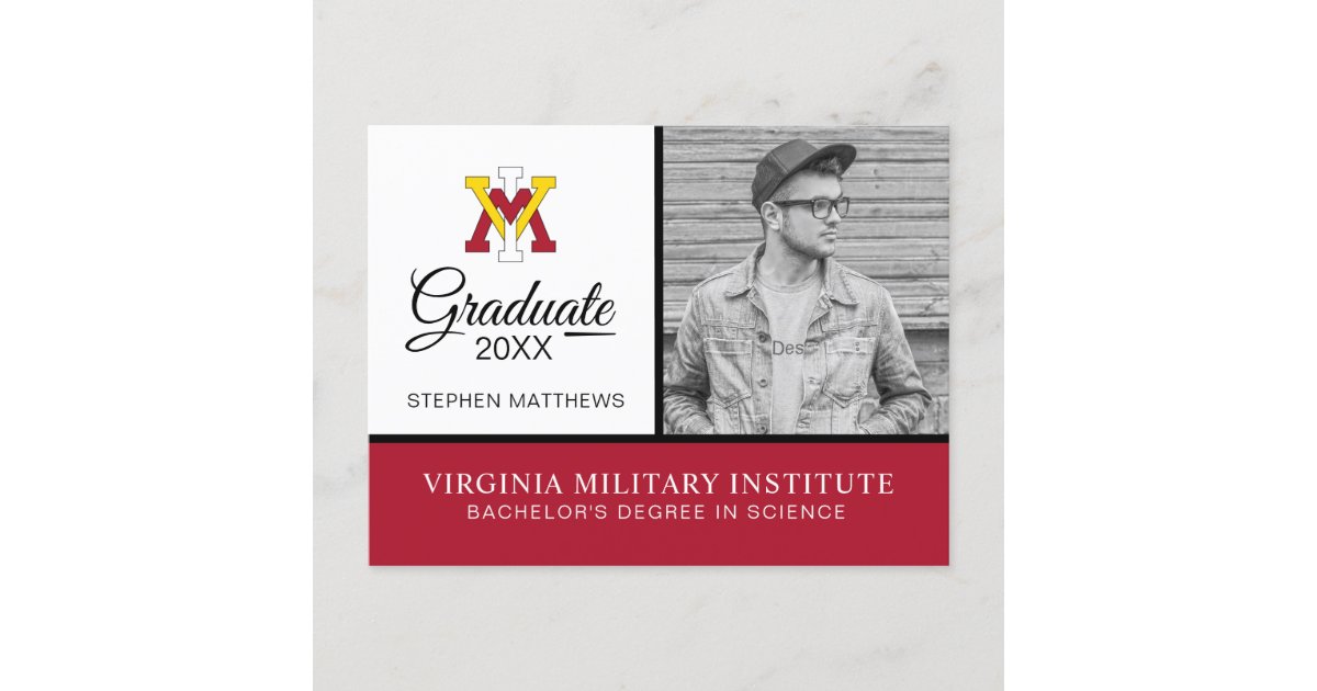 Virginia Military Institute Insignia | Graduation Announcement Postcard ...