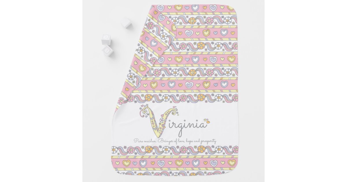 Virginia name and meaning hearts baby blanket | Zazzle