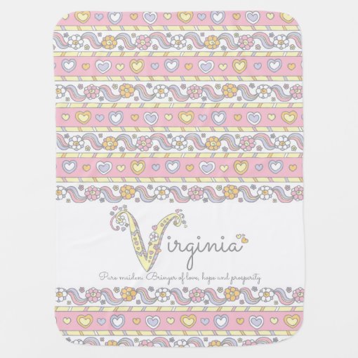 Virginia name and meaning hearts baby blanket | Zazzle