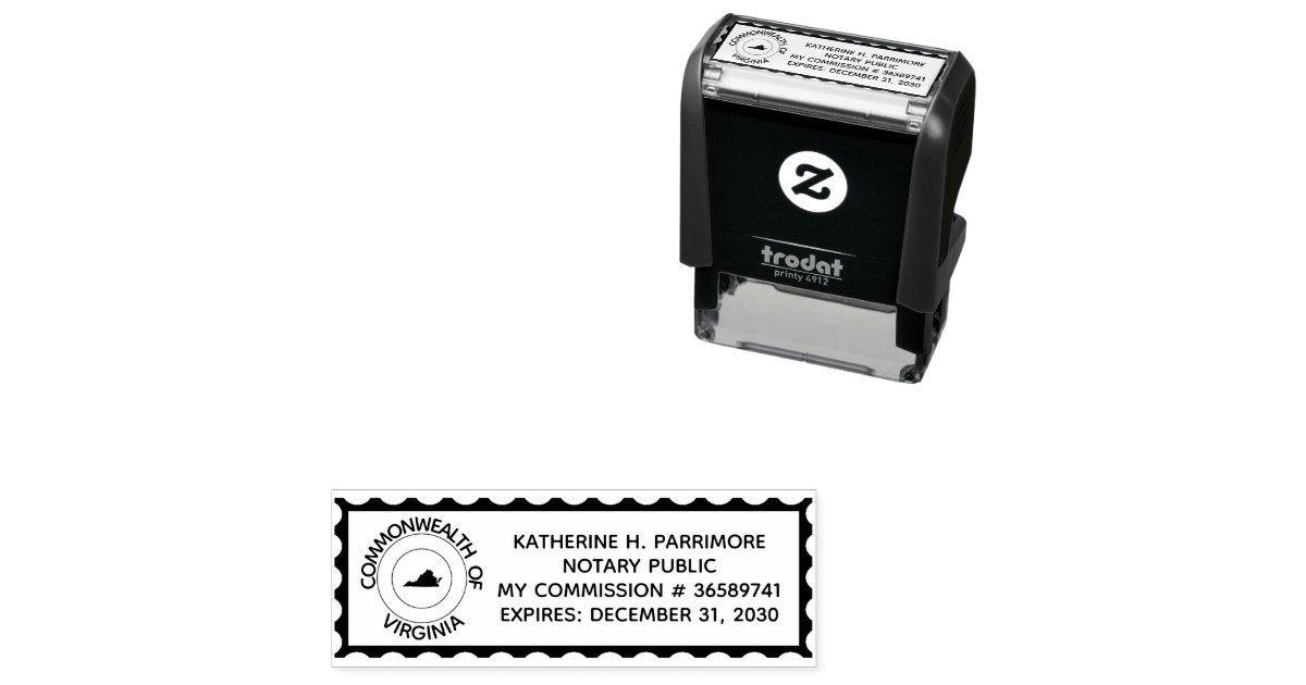 Virginia Notary Self Inking Rubber Stamp | Zazzle