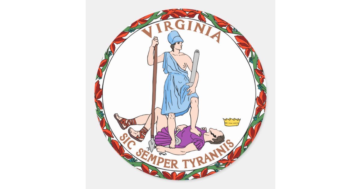 Virginia state seal.jpg classic round sticker | Zazzle