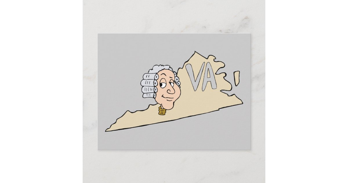 Virginia State VA Cartoon with George Washington Postcard | Zazzle