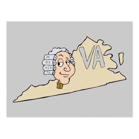 Virginia State VA Cartoon with George Washington Postcard | Zazzle.com