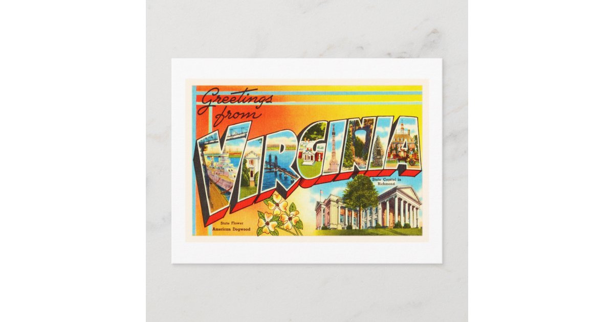Virginia State VA Old Vintage Travel Postcard- Postcard | Zazzle