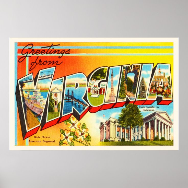 Virginia State VA Old Vintage Travel Postcard- Poster | Zazzle