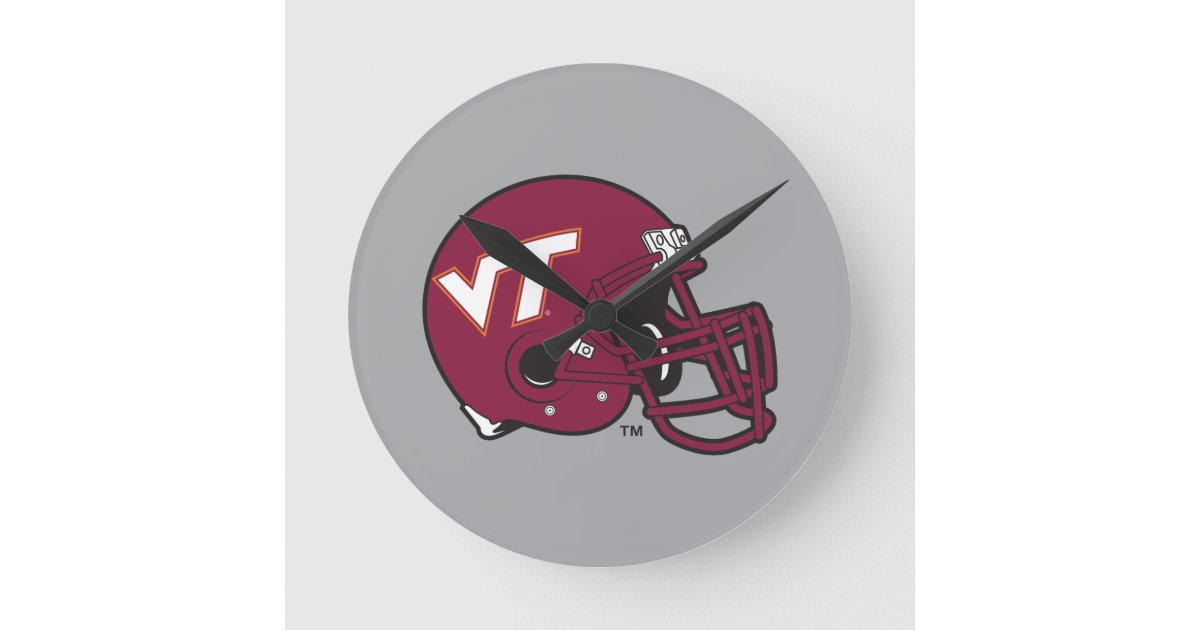 Virginia Tech Helmet Round Clock | Zazzle