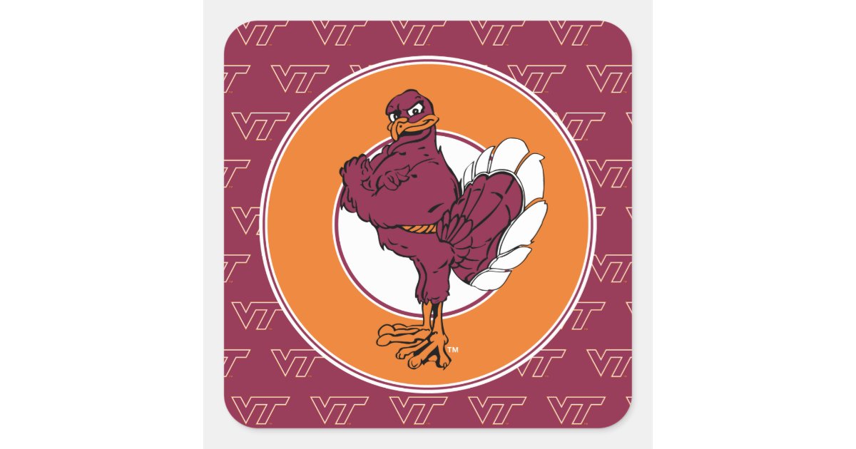 Virginia Tech Hokie Bird Square Sticker | Zazzle