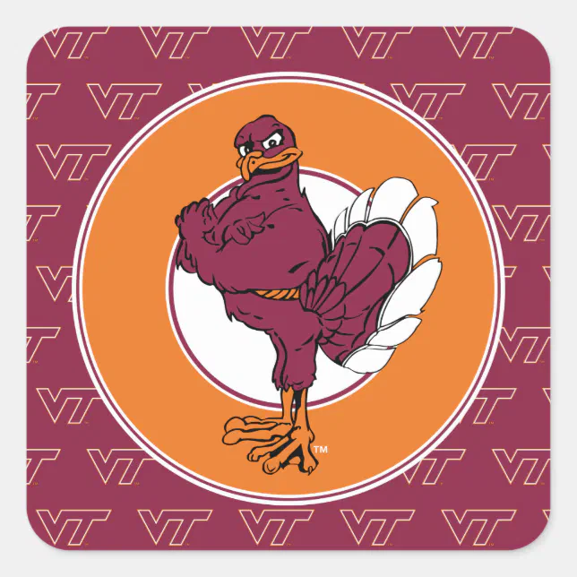 Virginia Tech Hokie Bird Square Sticker | Zazzle