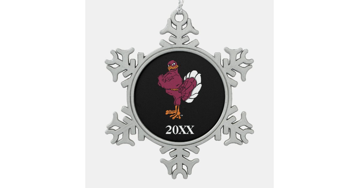 Virginia Tech Hokie Snowflake Pewter Christmas Ornament | Zazzle