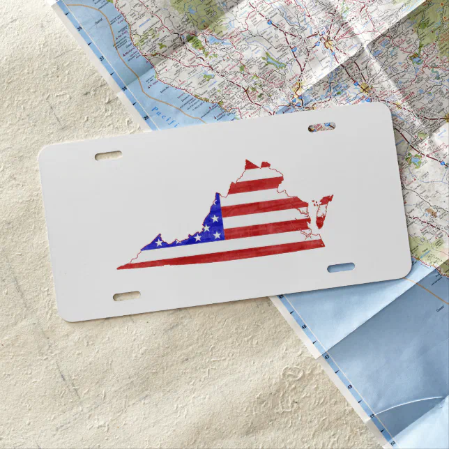 Virginia USA flag silhouette state map License Plate | Zazzle