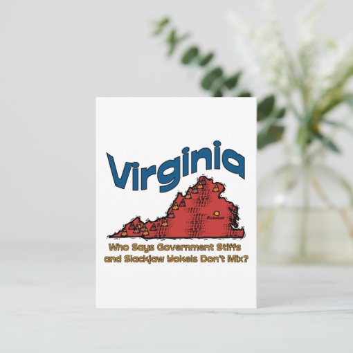 Virginia VA US States Motto ~ Stiffs and Yokels Postcard | Zazzle