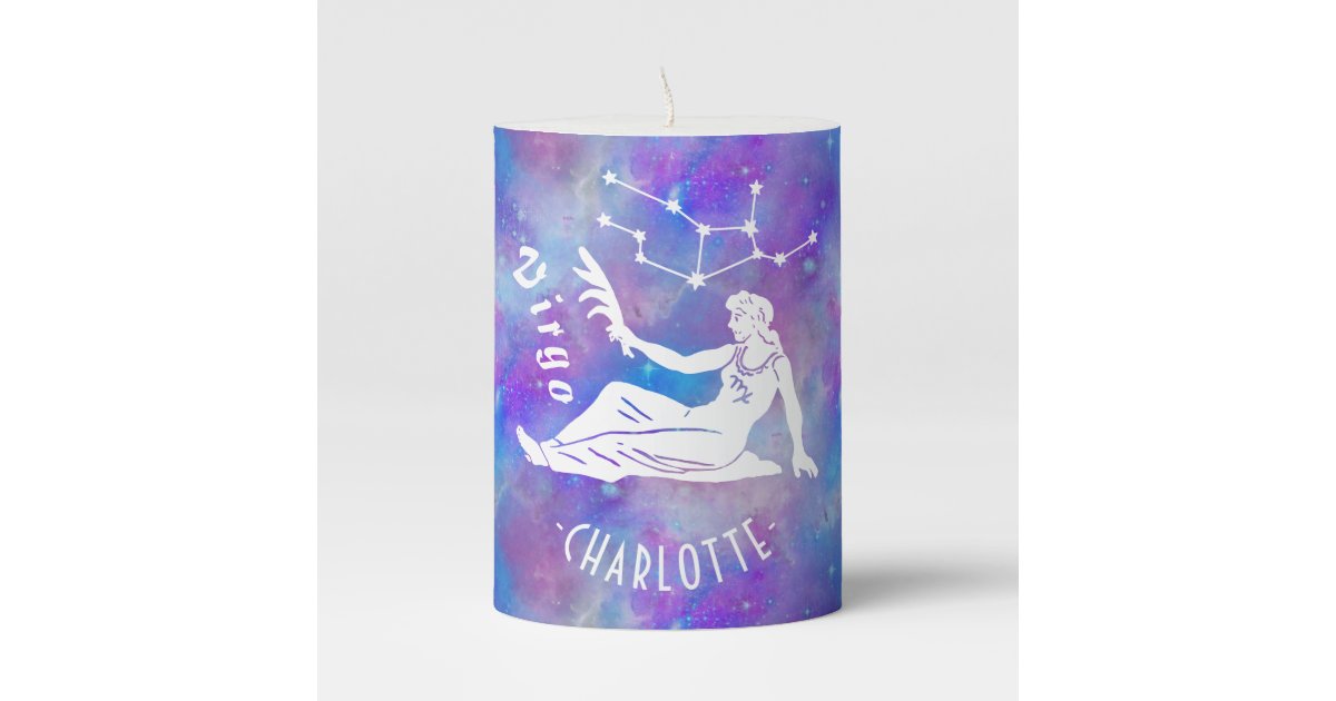 Virgo Maiden Constellation Stars Name Birthday Pillar Candle | Zazzle