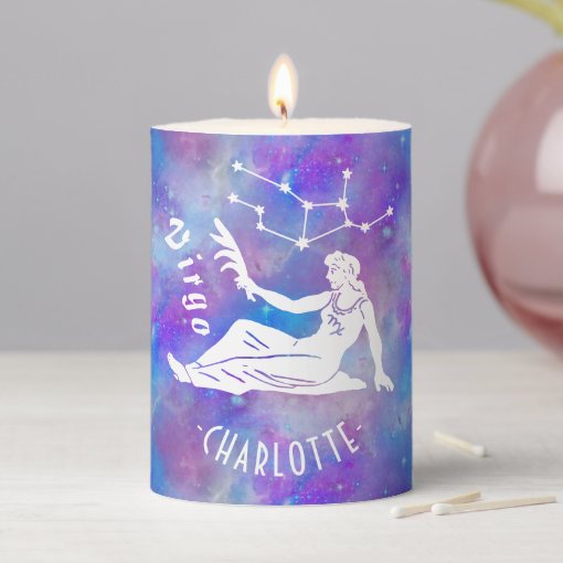 Virgo Maiden Constellation Stars Name Birthday Pillar Candle | Zazzle