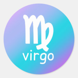 Virgo Zodiac Blue Purple Astrology Star Sign Classic Round Sticker | Zazzle