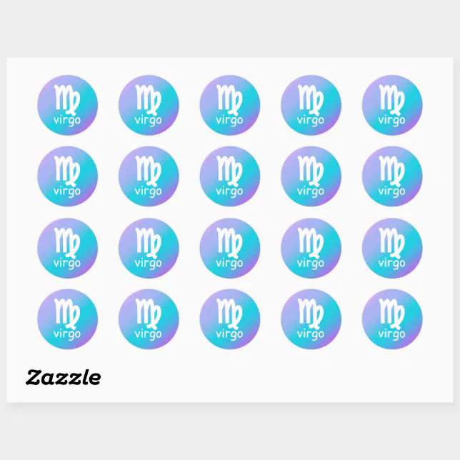 Virgo Zodiac Blue Purple Astrology Star Sign Classic Round Sticker | Zazzle