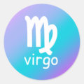 Virgo Zodiac Blue Purple Astrology Star Sign Classic Round Sticker | Zazzle
