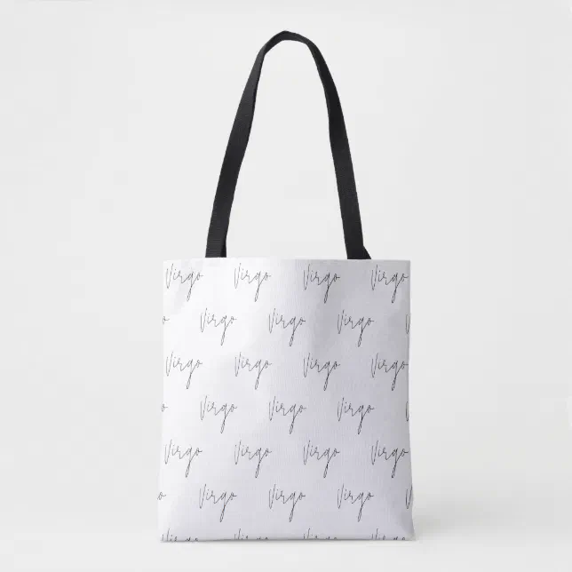Virgo Zodiac Minimalist Cursive Font Tote Bag | Zazzle