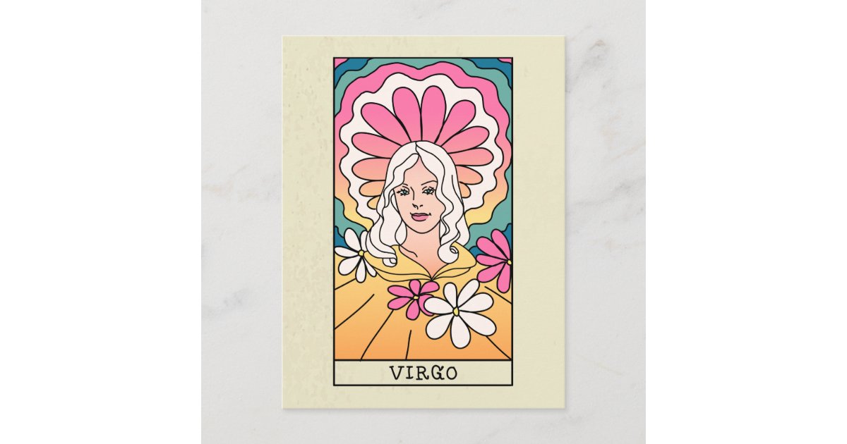 Virgo Zodiac Sign Abstract Art Vintage Postcard | Zazzle