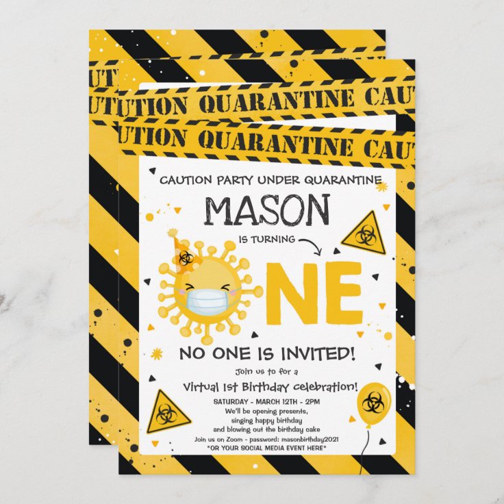 Virtual 1st Birthday Party Quarantine 1st Birthday Invitation | Zazzle