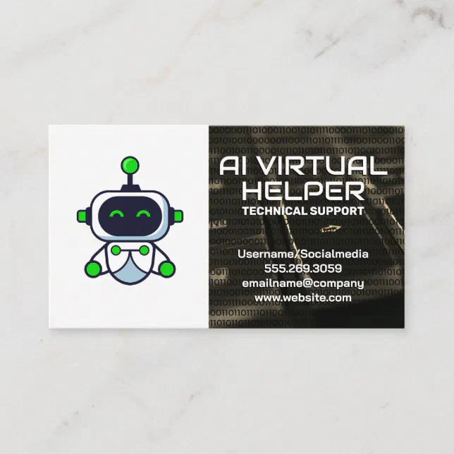 Virtual Assistant | Cute Robot Logo Business Card | Zazzle