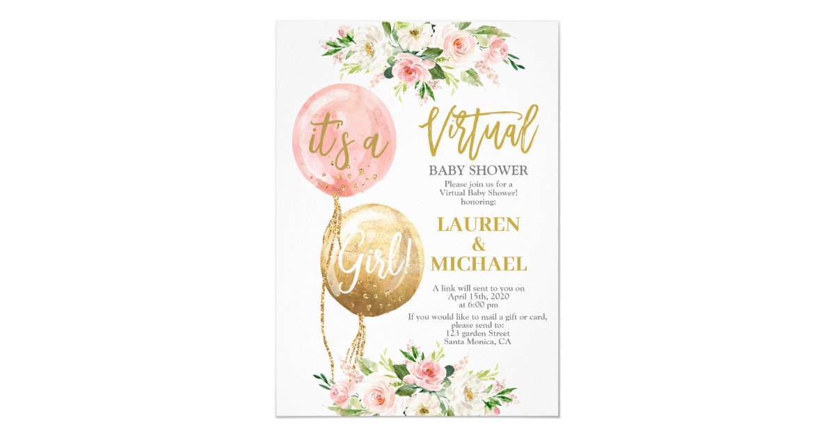Virtual Baby Shower girl Invitation | Zazzle.com