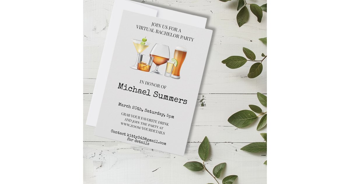 Virtual Bachelor Party Social Distancing Invitation | Zazzle