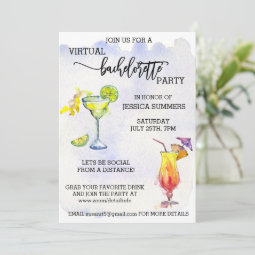 Virtual Bachelorette Party Social Distancing Invitation | Zazzle