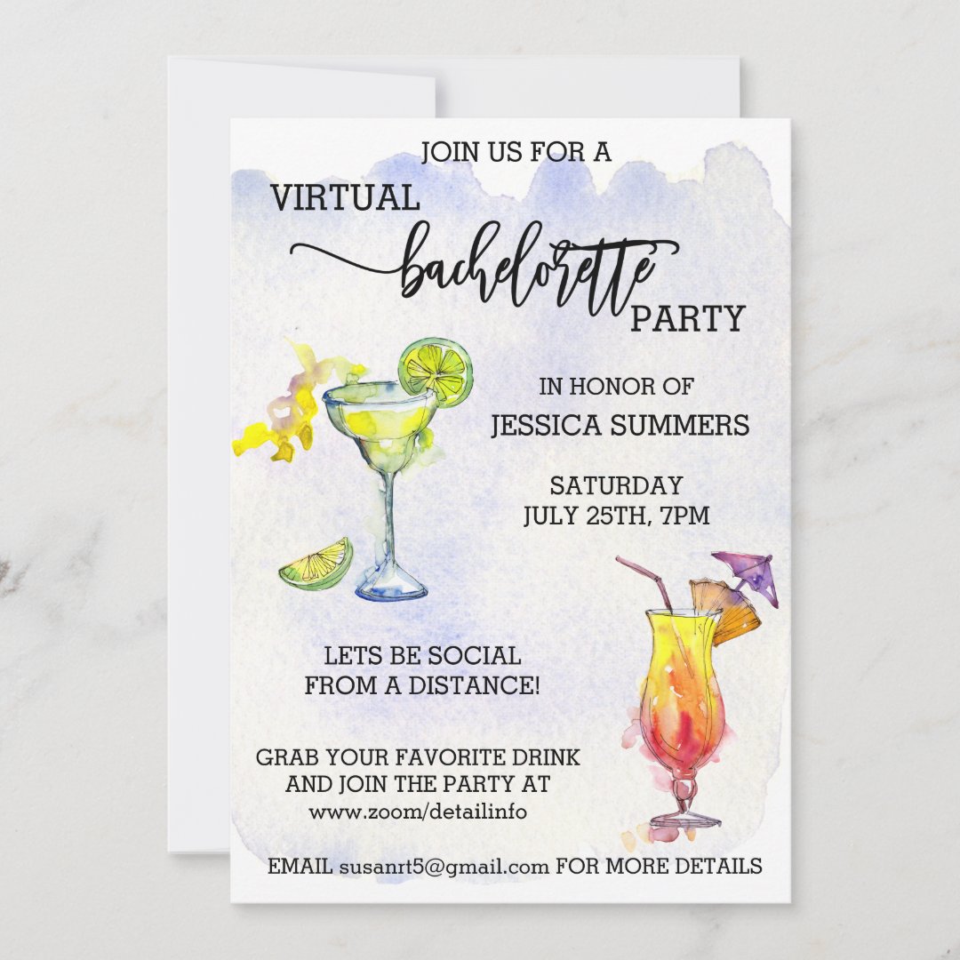 Virtual Bachelorette Party Social Distancing Invitation | Zazzle