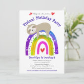 Virtual Birthday Cute Sloth Boho Rainbow Modern Invitation | Zazzle