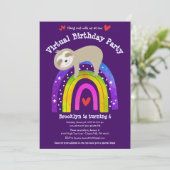 Virtual Birthday Cute Sloth Modern Boho Rainbow Invitation | Zazzle