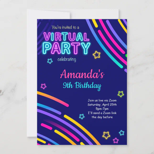 Virtual Birthday Invitation | Zazzle