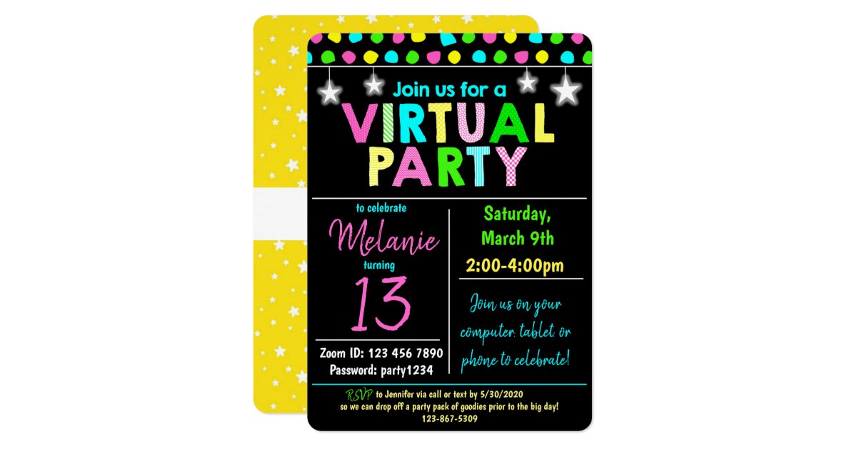 Virtual Birthday Party Design Invitation | Zazzle.com
