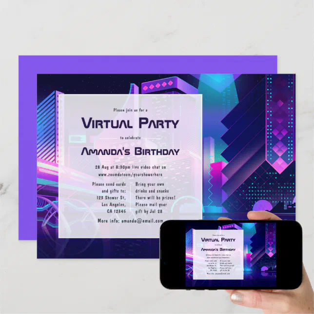 Virtual Birthday Party Invitation | Zazzle
