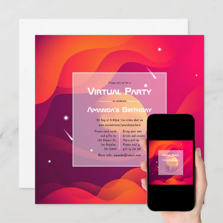 Virtual Birthday Party Invitation | Zazzle