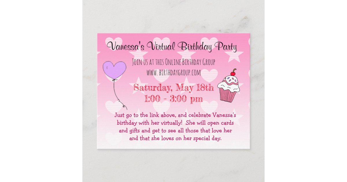 Virtual Birthday Party invitation Postcard | Zazzle