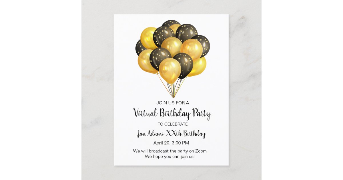 Virtual Birthday Party Invitation Postcard | Zazzle