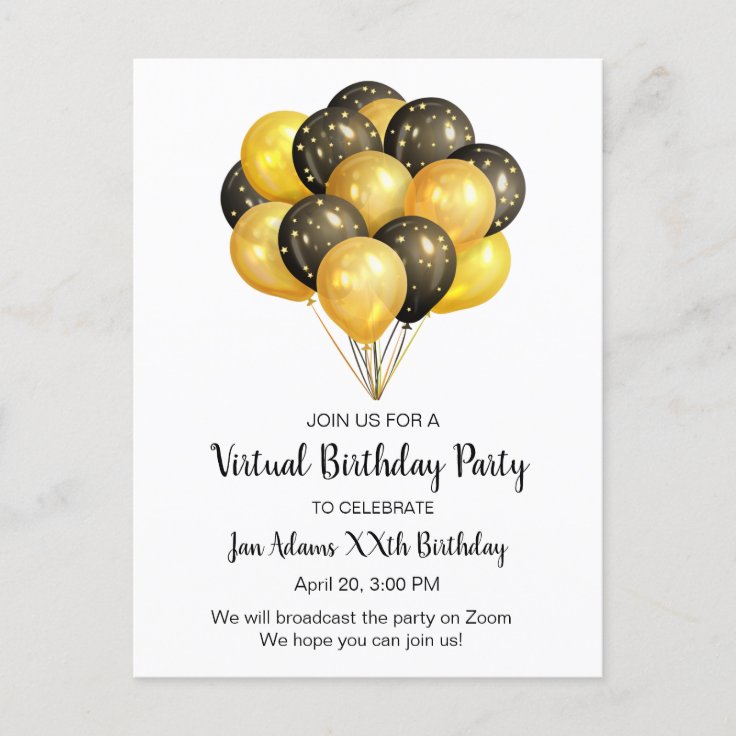Virtual Birthday Party Invitation Postcard | Zazzle