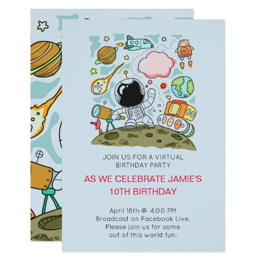 Virtual Birthday Party Theme Invitation | Zazzle.com