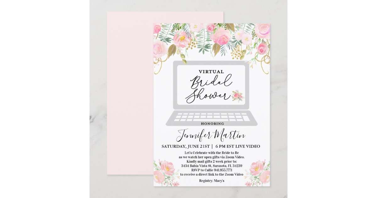 Virtual Bridal Shower Floral Invitation | Zazzle